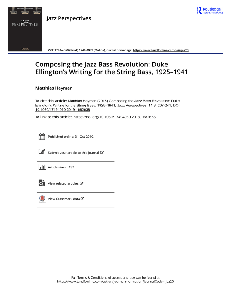 Duke Ellington's Jazz Bass Revolution 1925-1941