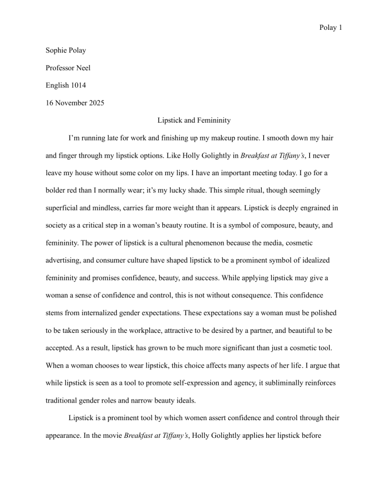 Lipstick and Femininity: Cultural Symbolism and Gender Roles