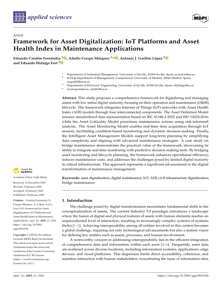Framework for Asset Digitalization: IoT and AHI in Maintenance