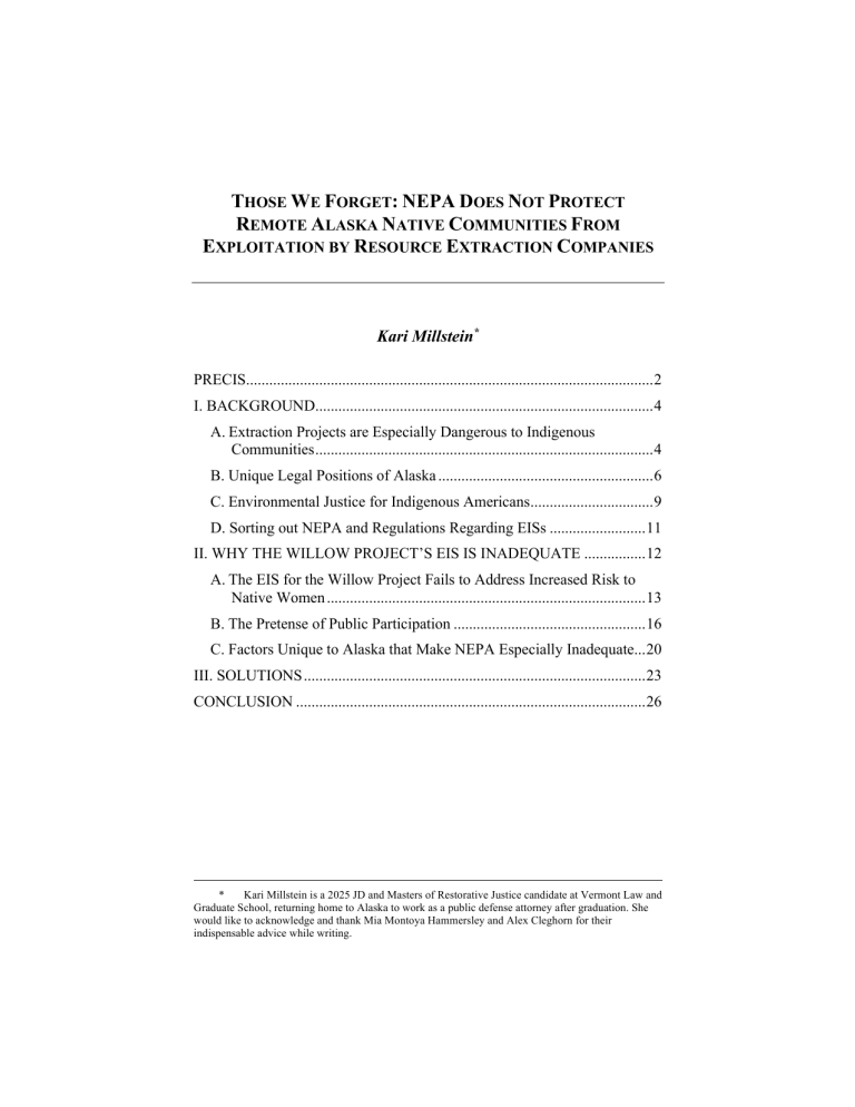 NEPA and Alaska Native Communities: Environmental Justice Failures