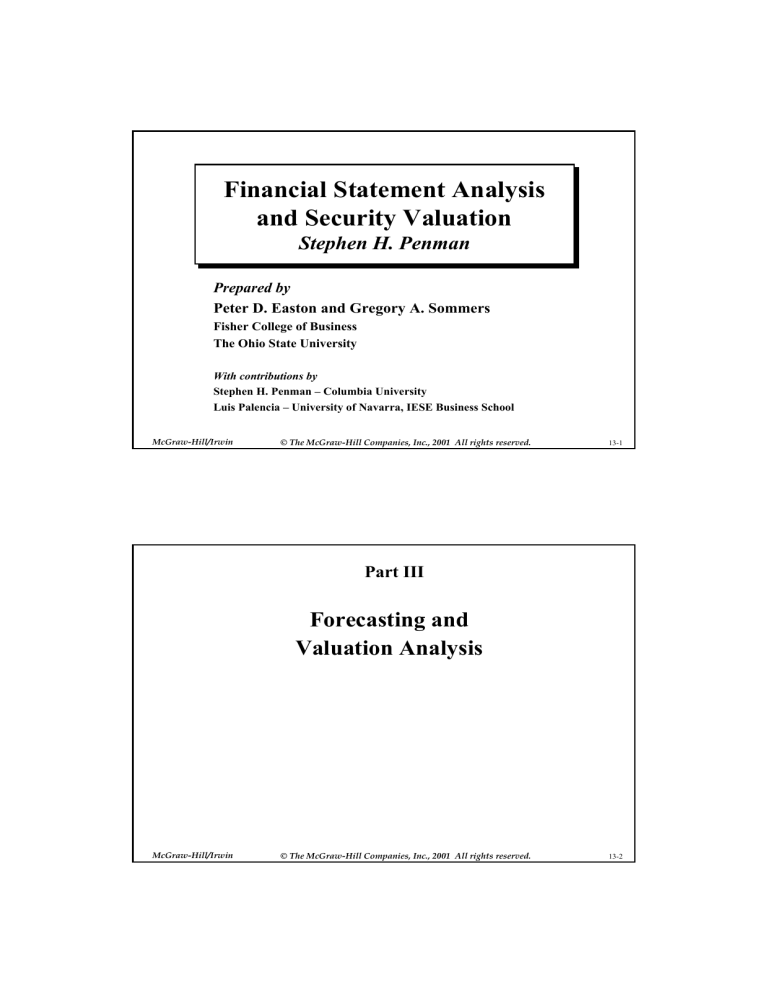 Financial Statement Analysis and Security Valuation Chapter 13