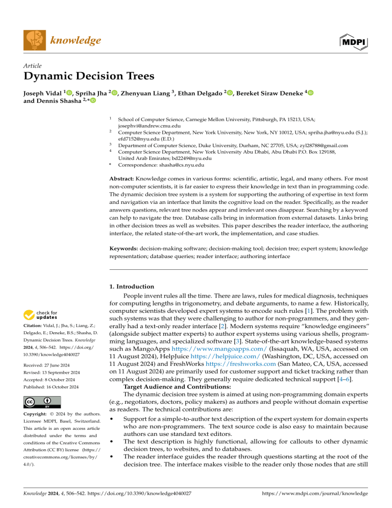 Dynamic Decision Trees: Authoring and Navigating Expertise