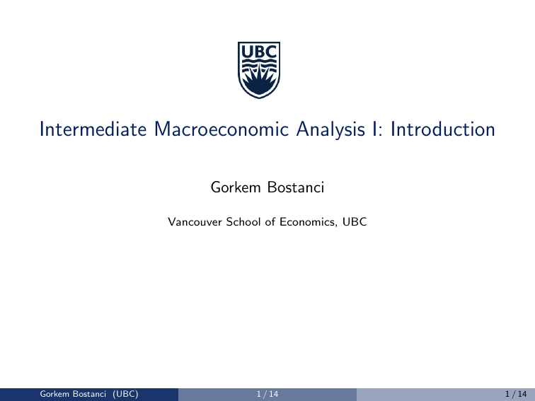 Intermediate Macroeconomic Analysis I: Introduction