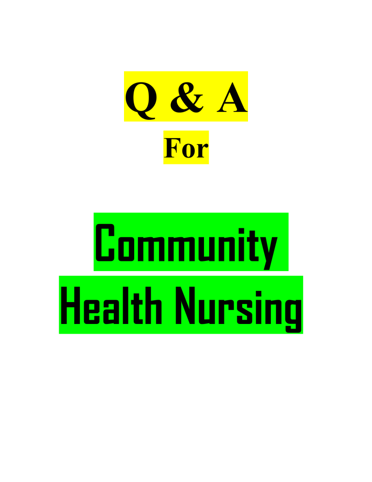 Community Health Nursing Q&A
