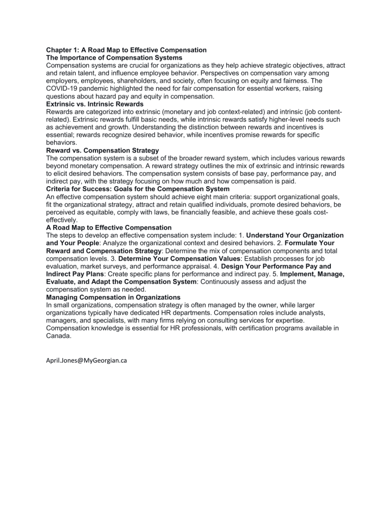 Chapter 1: A Road Map to Effective Compensation