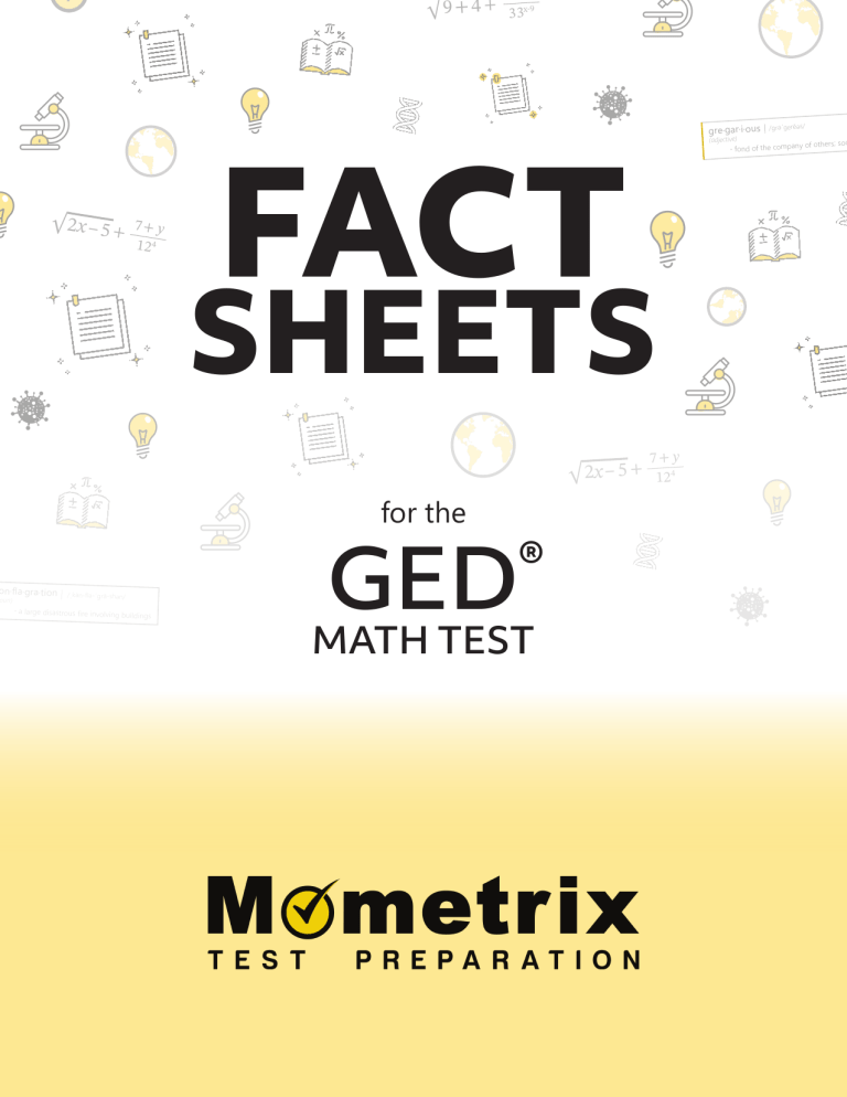 GED Math Test Prep: Fact Sheets and Study Guide