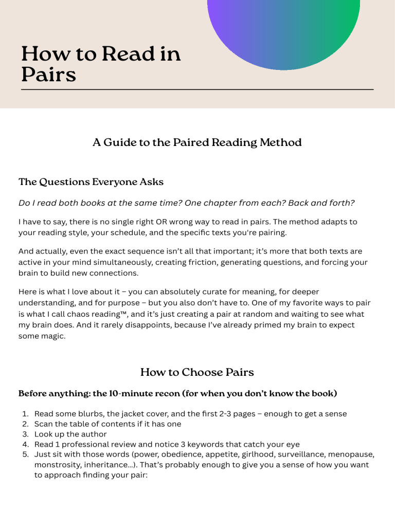 How to Read in Pairs: A Guide to Paired Reading Method