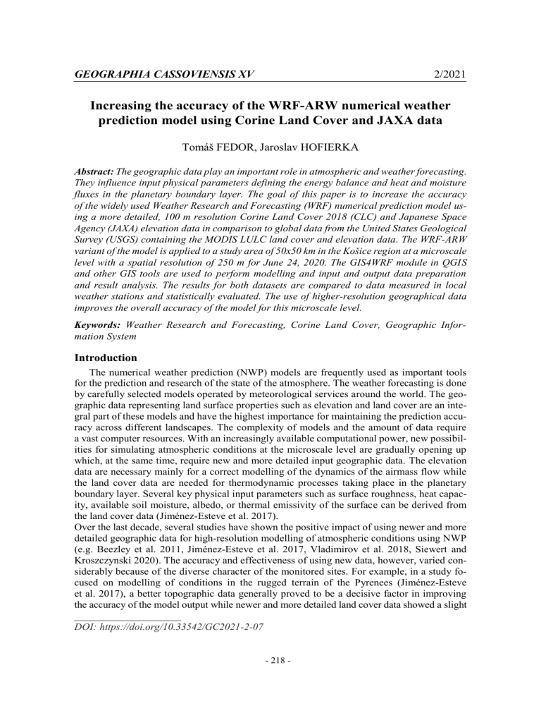 WRF-ARW Model Accuracy Using Corine Land Cover and JAXA Data