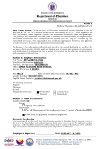 DepEd Medical Allowance Registration Form Annex A