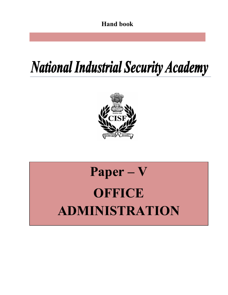 CISF Office Administration Handbook Paper V