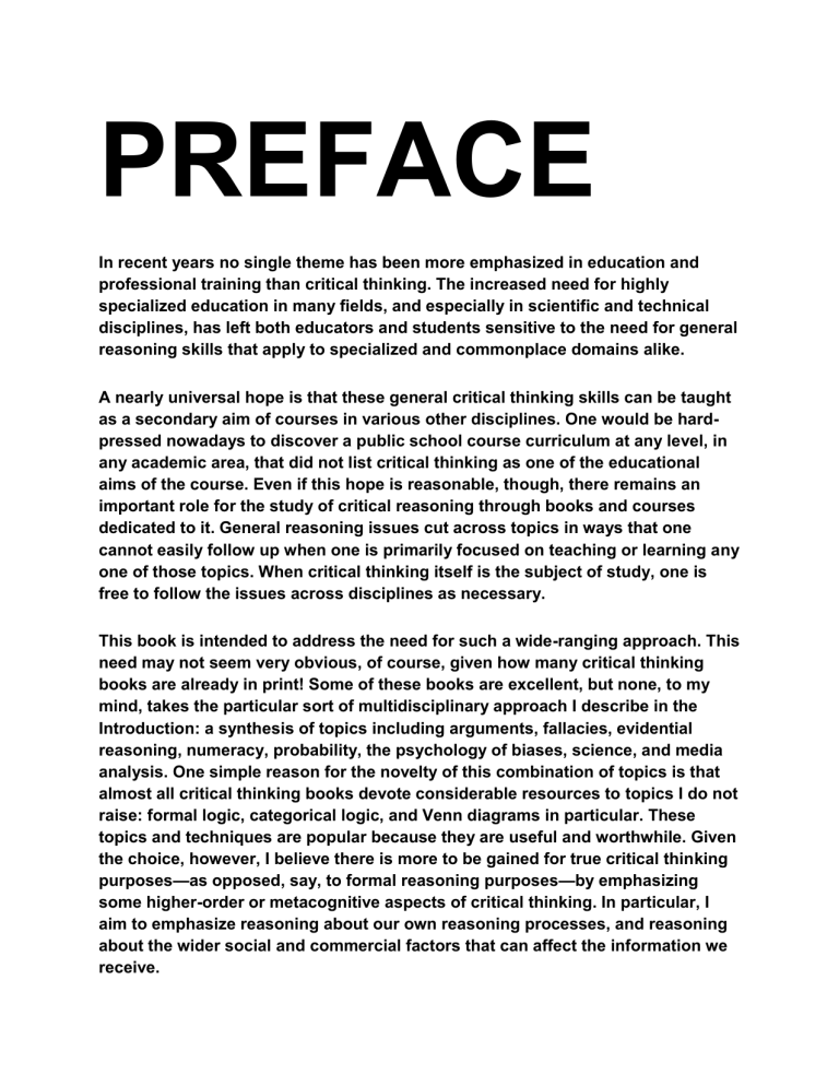 Critical Thinking: Logic, Argumentation, and Reasoning Textbook