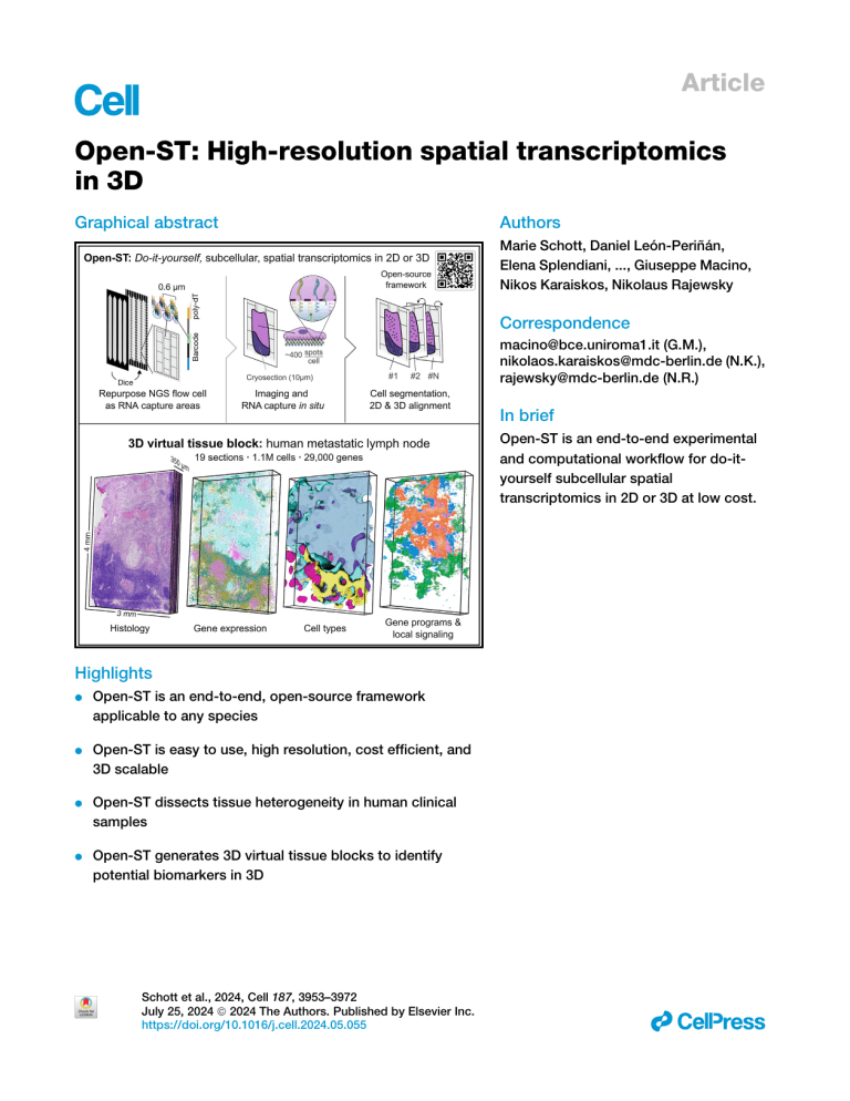 Open-ST: High-Resolution 3D Spatial Transcriptomics
