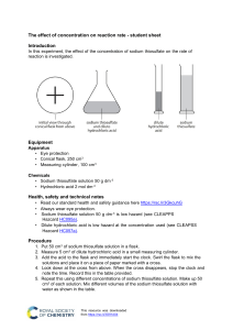 Effect of Temperature on Reaction Rate Student Lab Sheet