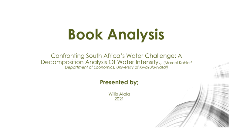 South Africa Water Intensity Decomposition Analysis 1980-2012