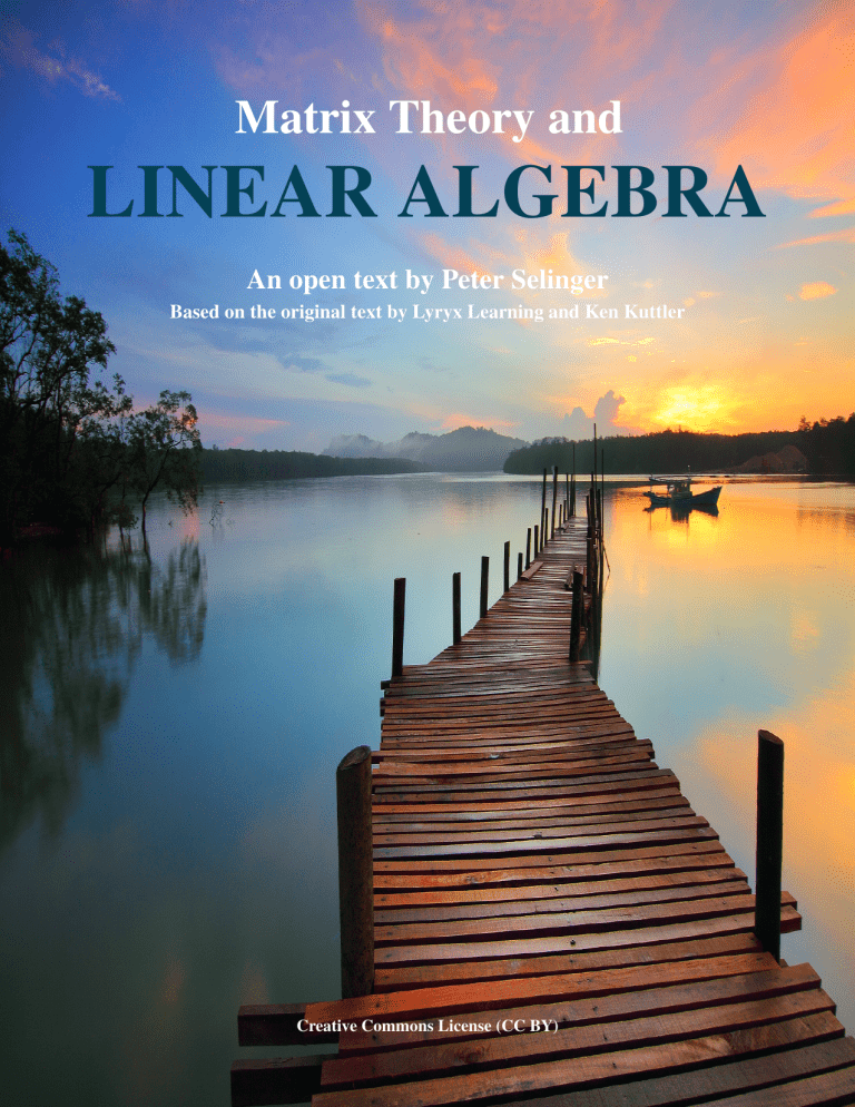 Matrix Theory and Linear Algebra Open Textbook by Peter Selinger
