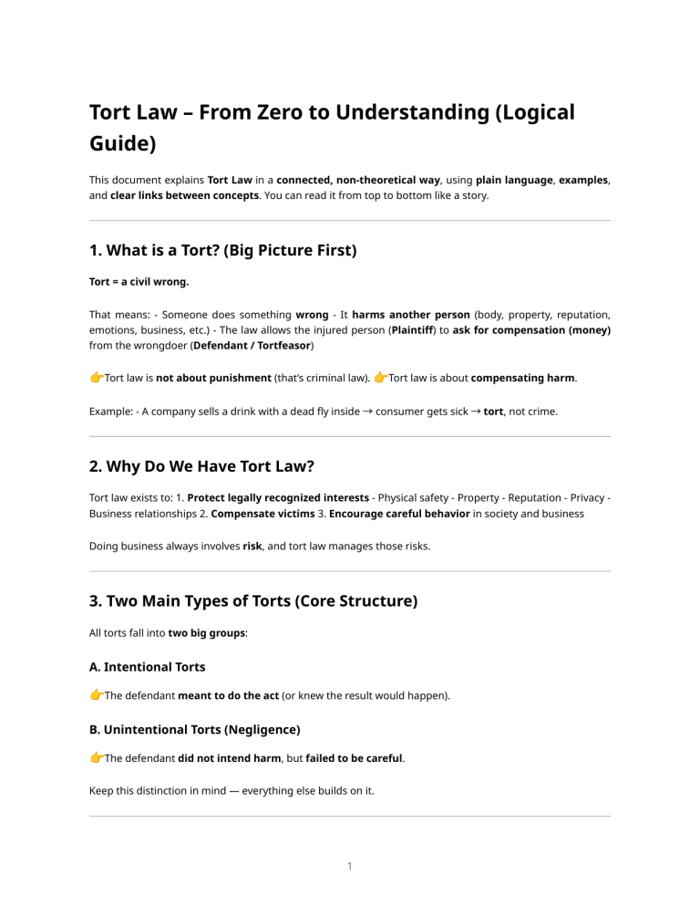 Tort Law Guide: From Zero to Understanding
