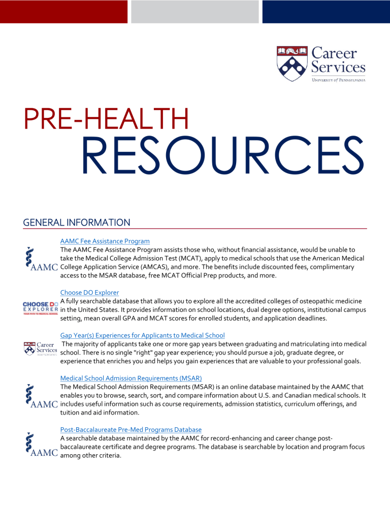 Pre-Health Resources: UPenn Career Services Guide