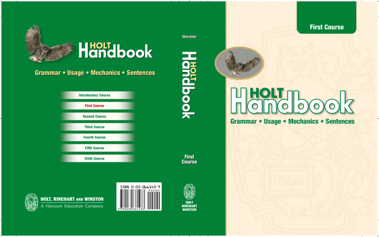 Holt Handbook First Course Grammar Usage Mechanics Sentences