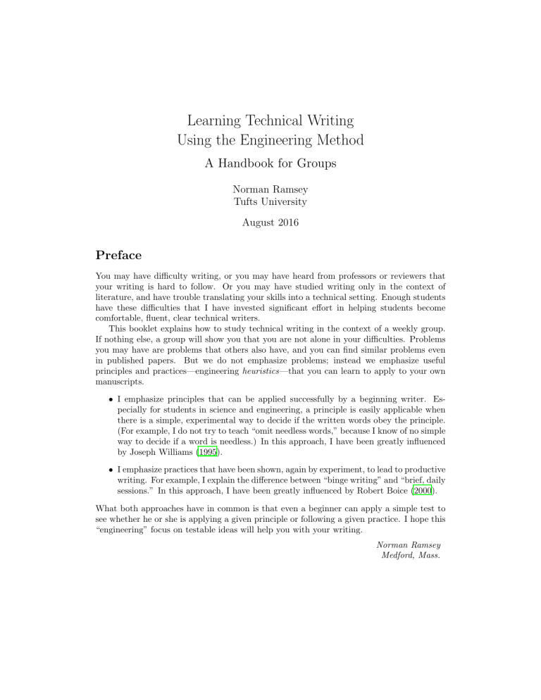 Learning Technical Writing Using the Engineering Method