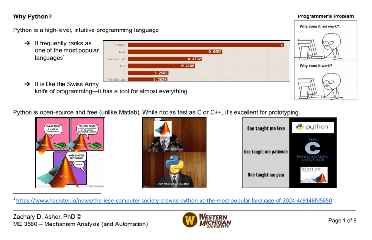 Python for Mechanical Engineering: ME 3580 Course Notes