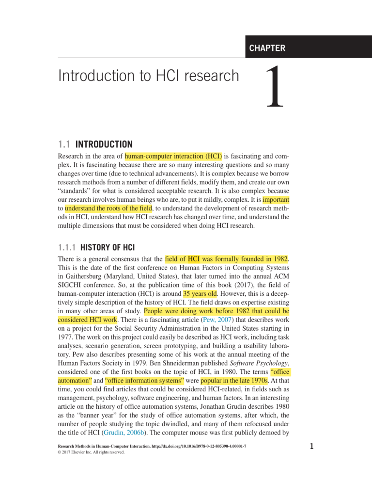 Introduction to HCI Research Methods