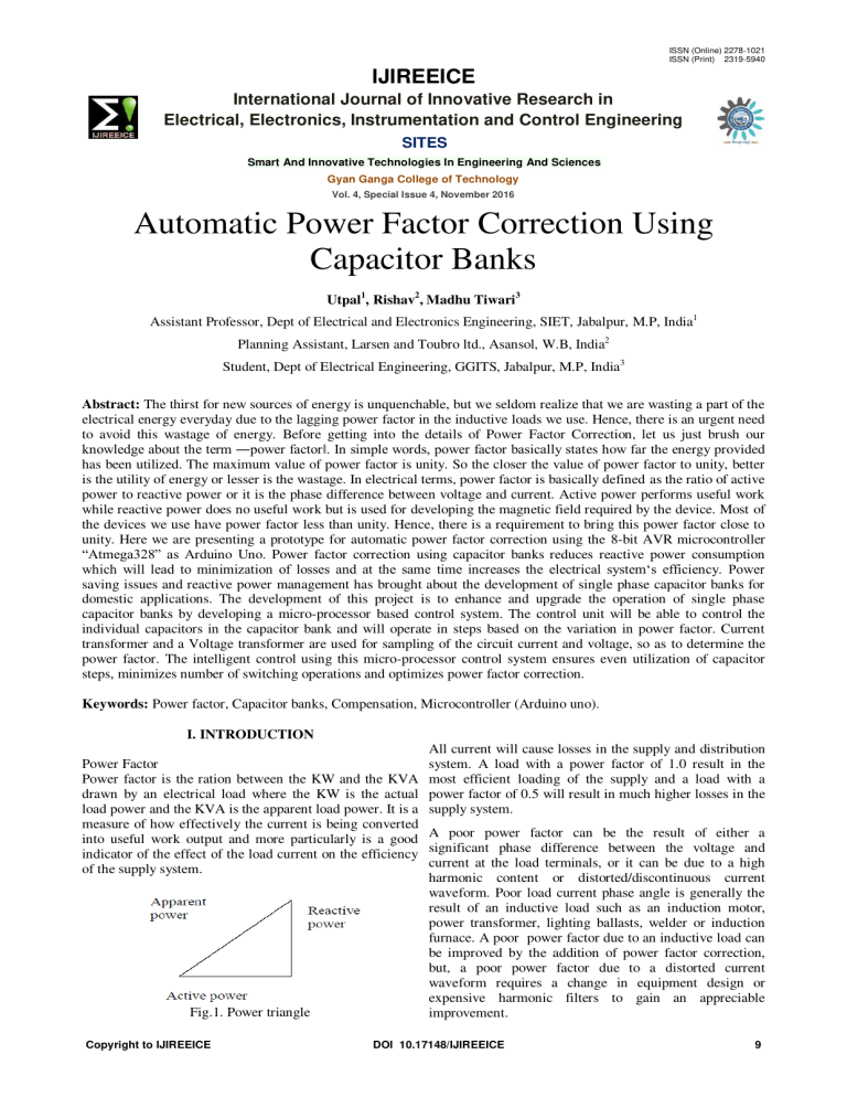 Automatic Power Factor Correction Using Capacitor Banks