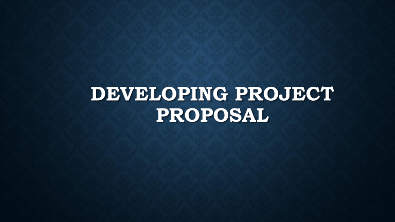 Developing Project Proposal Guide