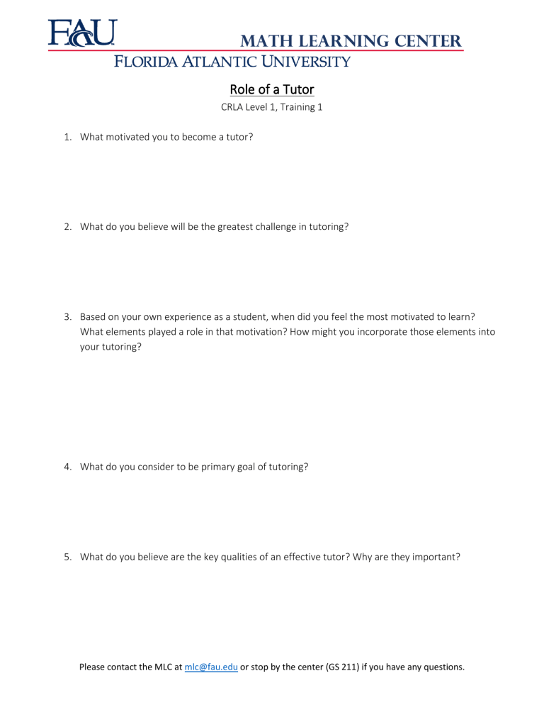 Math Tutor Training Guide | CRLA Level 1