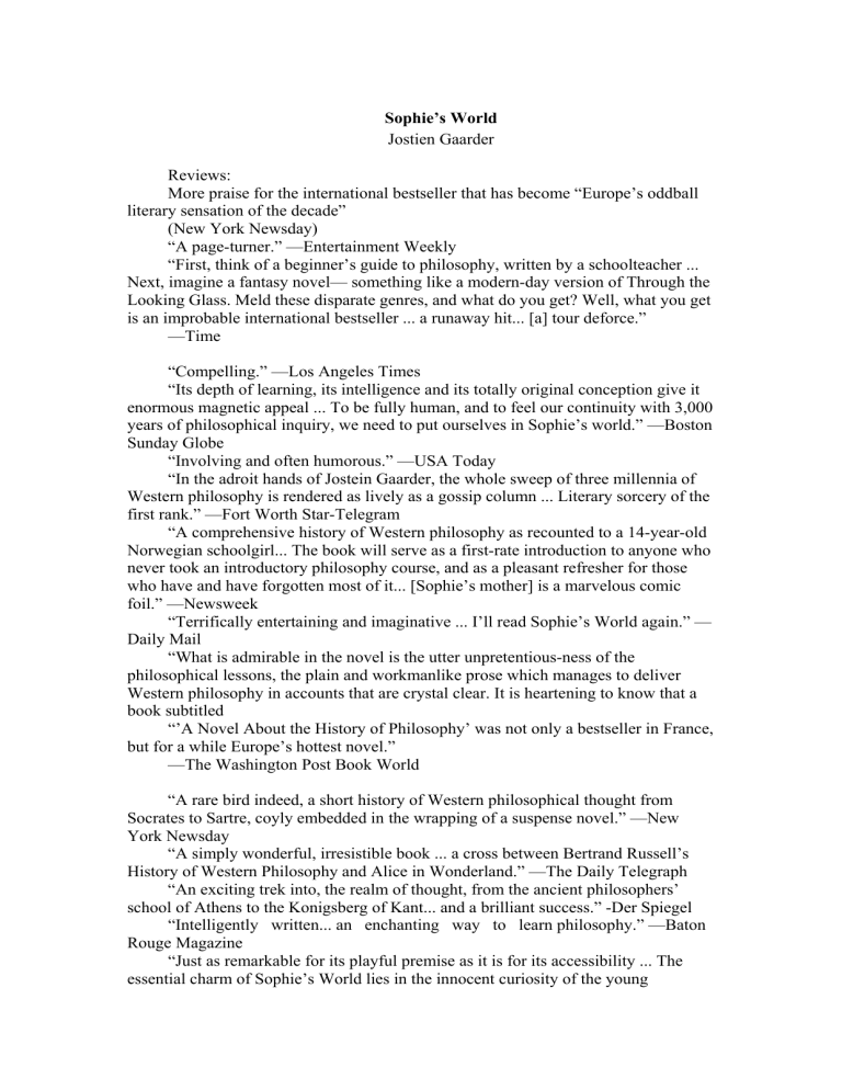 Sophie's World: A Novel About the History of Philosophy