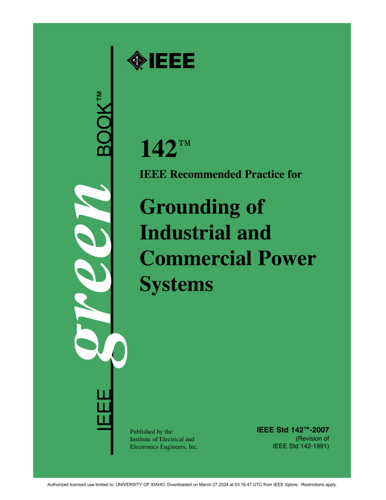 IEEE System grounding