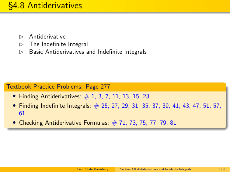 Antiderivatives and Indefinite Integrals Guide