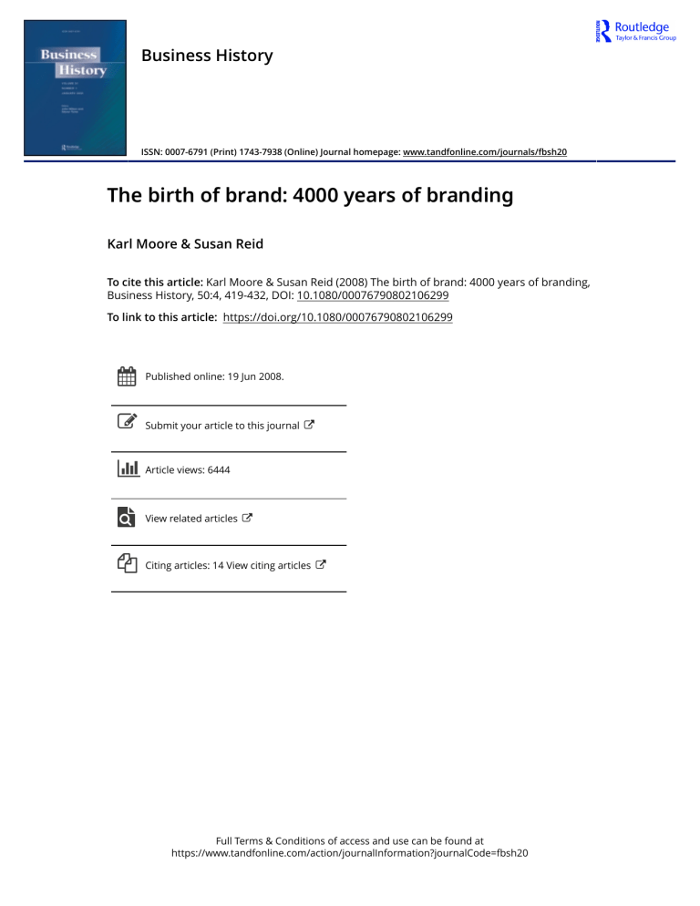 The Birth of Brand: 4000 Years of Branding