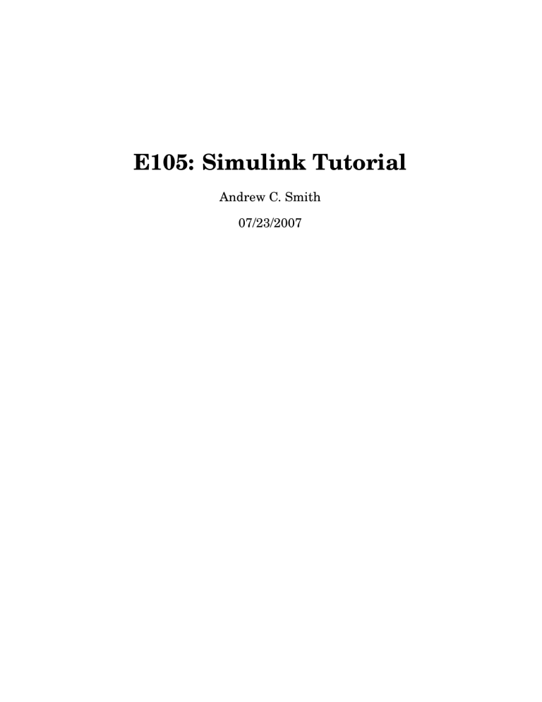 E105 Simulink Tutorial: Beginner's Guide to Model-Based Design