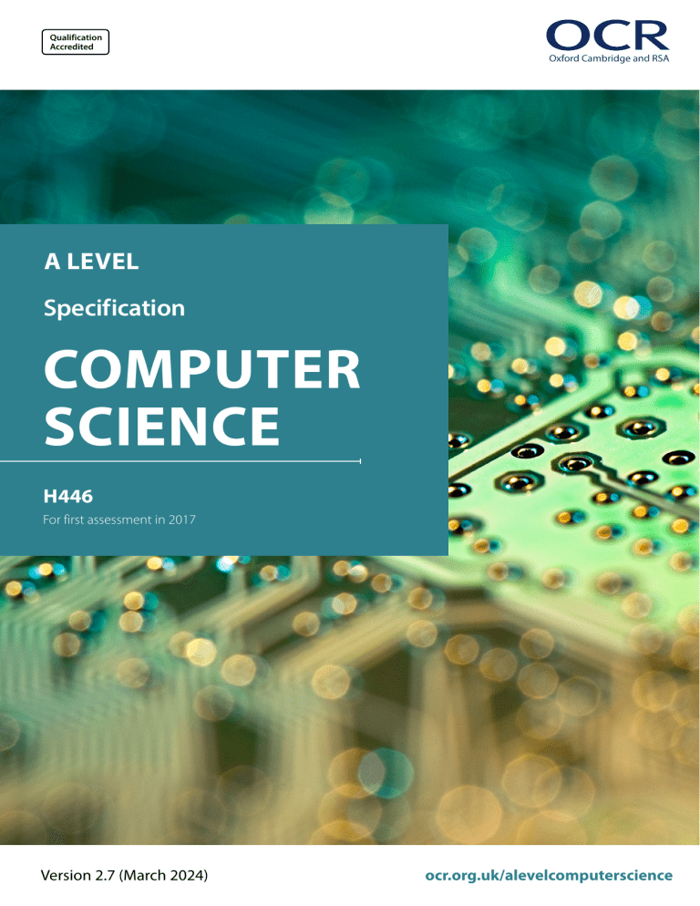 OCR A Level Computer Science Specification H446