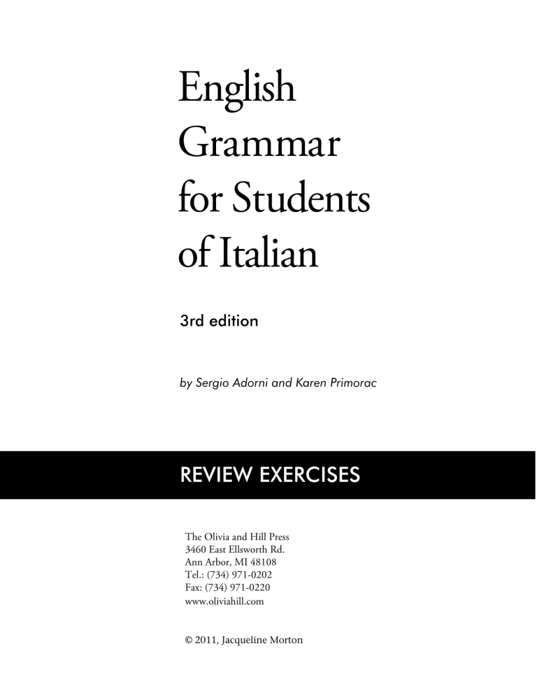 English Grammar Review Exercises for Italian Students