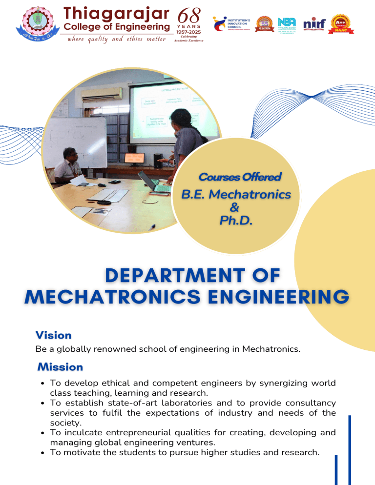 Thiagarajar College Mechatronics Engineering Dept