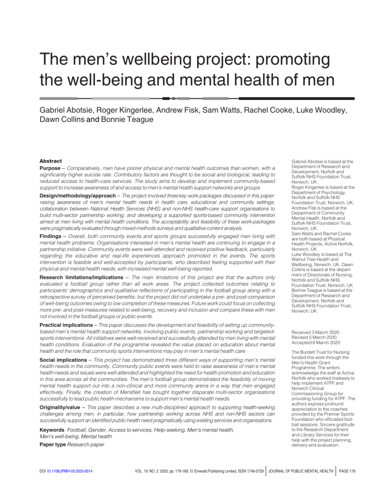 men's wellbeing