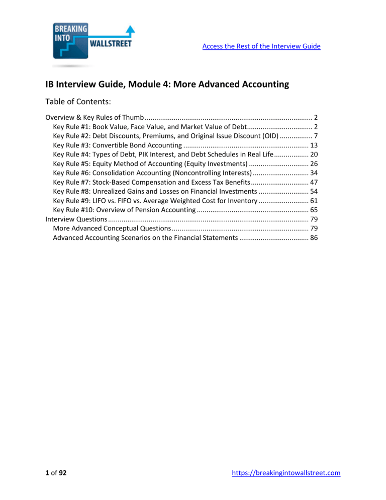 IB Interview Guide: Advanced Accounting Module