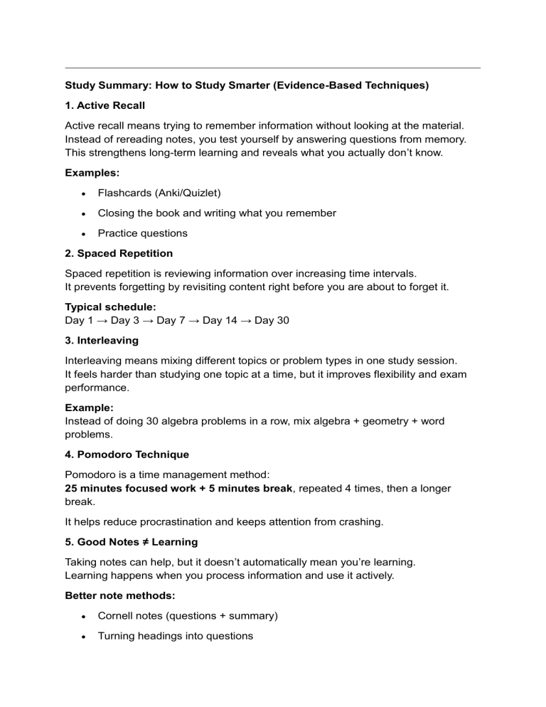 How to Study Smarter: Evidence-Based Techniques