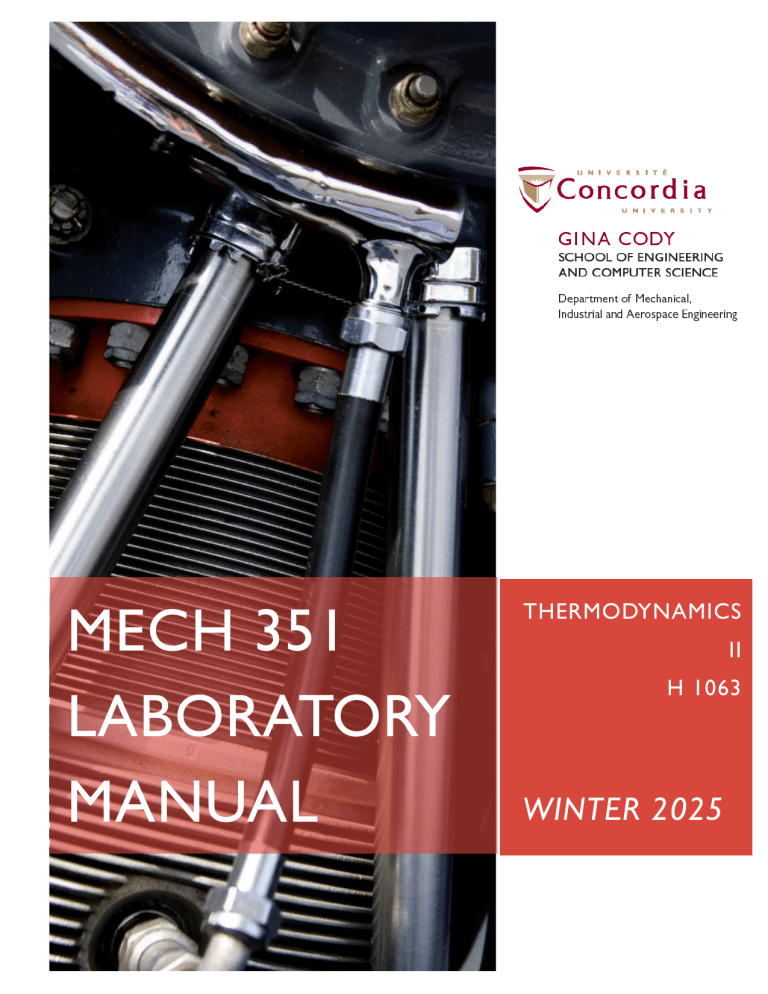 MECH 351 Thermodynamics II Laboratory Manual
