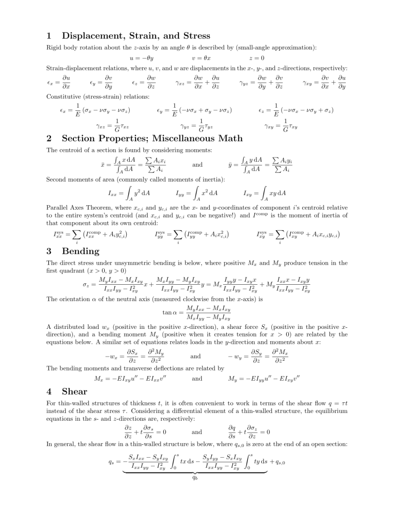 Structural Mechanics: Displacement, Strain, Stress, and Bending