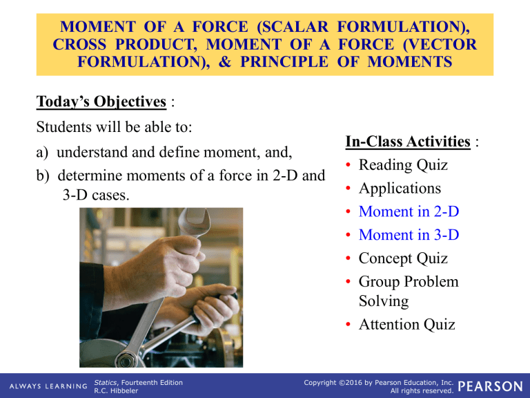 Moment of Force: Scalar & Vector Formulation in Statics