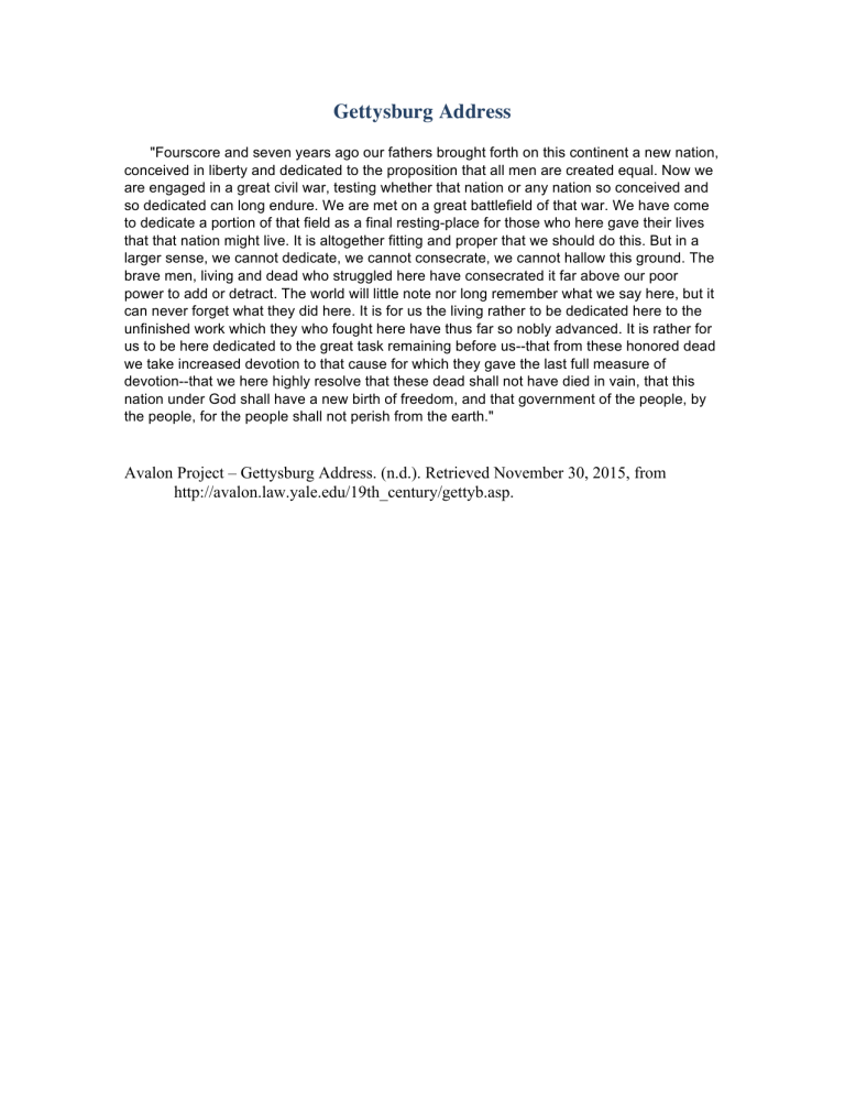 Gettysburg Address by Abraham Lincoln - Historical Speech