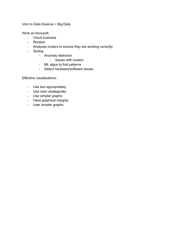 Intro to Data Science + Big Data