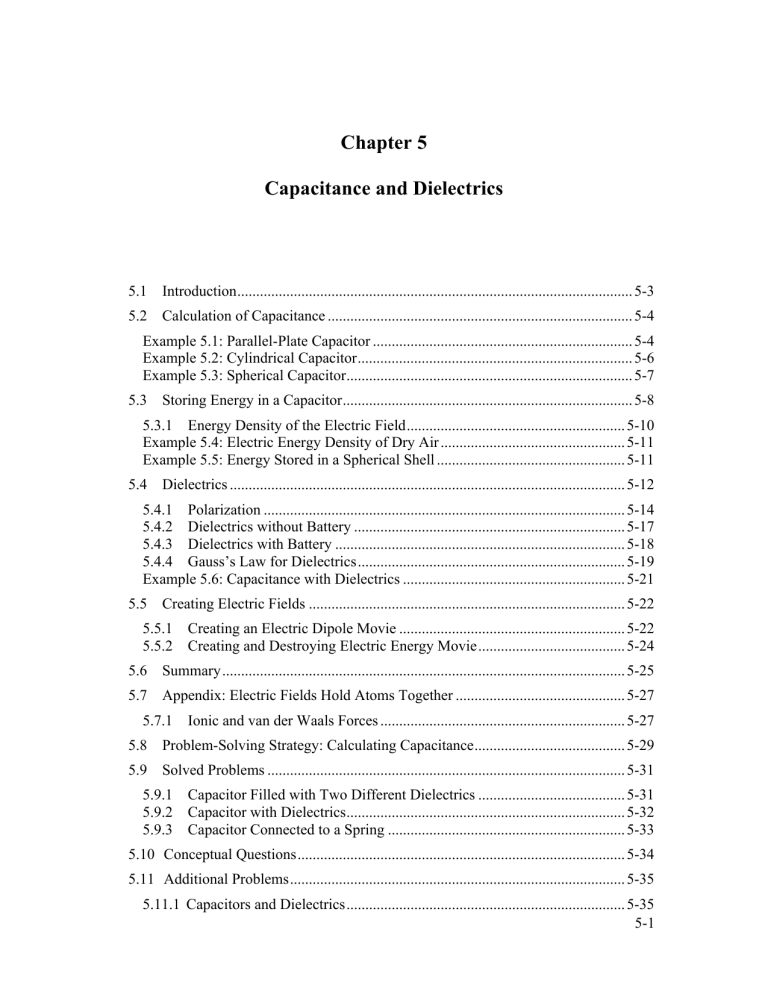 Chapter 5: Capacitance and Dielectrics - Physics Textbook