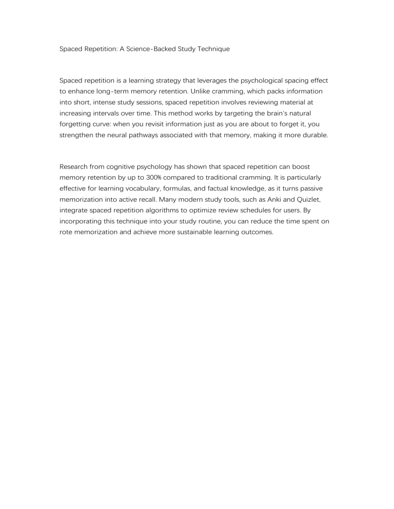 Spaced Repetition: A Science-Backed Study Technique