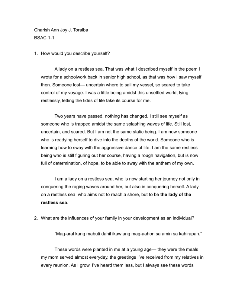 Personal Reflection Essay: Self-Discovery and Growth