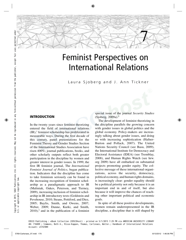 Feminist Perspectives on International Relations