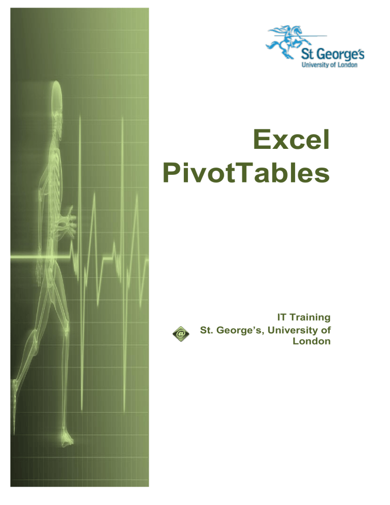 Excel PivotTables and Tables Training Manual