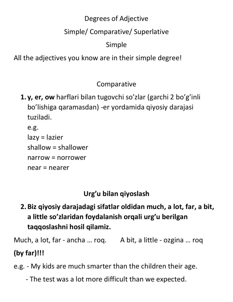 Degrees of Adjectives: English Grammar Rules and Examples